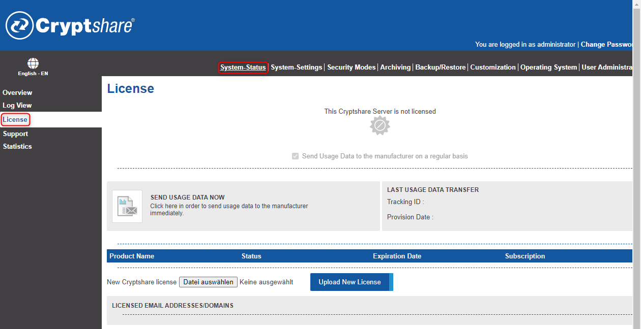 CSSCurrent en:Importing the Cryptshare Licence Key – Cryptshare Documentation